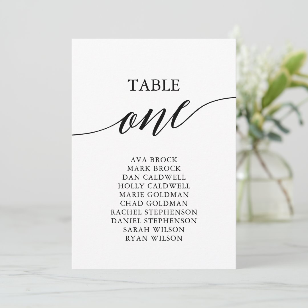 Elegant Black Table Number 1 Seating Chart | Zazzle