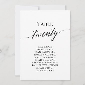 Elegant Black Table Number 20 Seating Chart | Zazzle