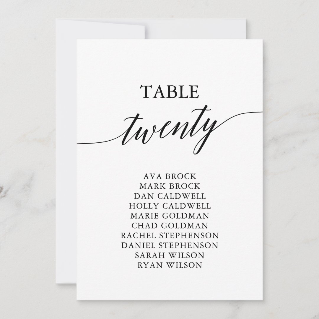 Elegant Black Table Number 20 Seating Chart | Zazzle
