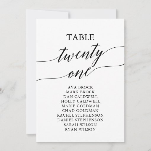 Elegant Black Table Number 21 Seating Chart | Zazzle