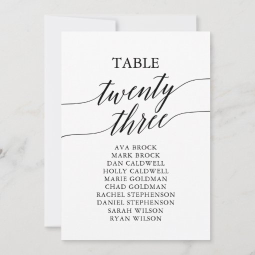 Elegant Black Table Number 23 Seating Chart | Zazzle