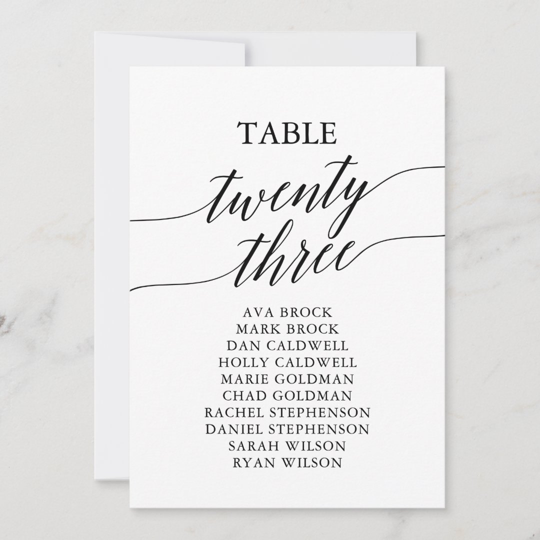Elegant Black Table Number 23 Seating Chart | Zazzle
