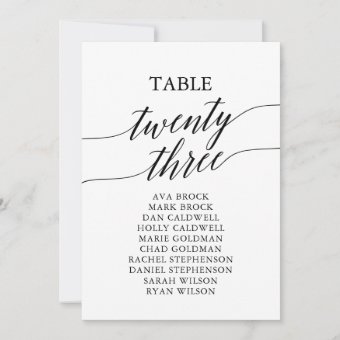 Elegant Black Table Number 23 Seating Chart | Zazzle
