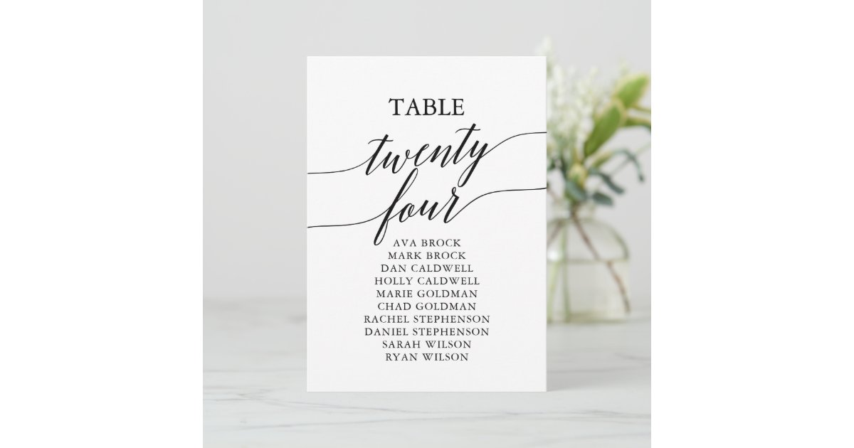 Elegant Black Table Number 24 Seating Chart | Zazzle
