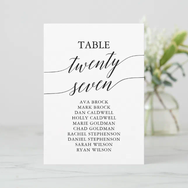 Elegant Black Table Number 27 Seating Chart | Zazzle