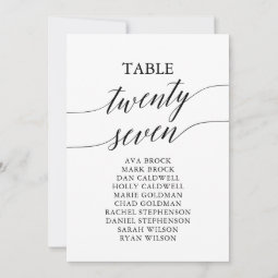 Elegant Black Table Number 27 Seating Chart | Zazzle
