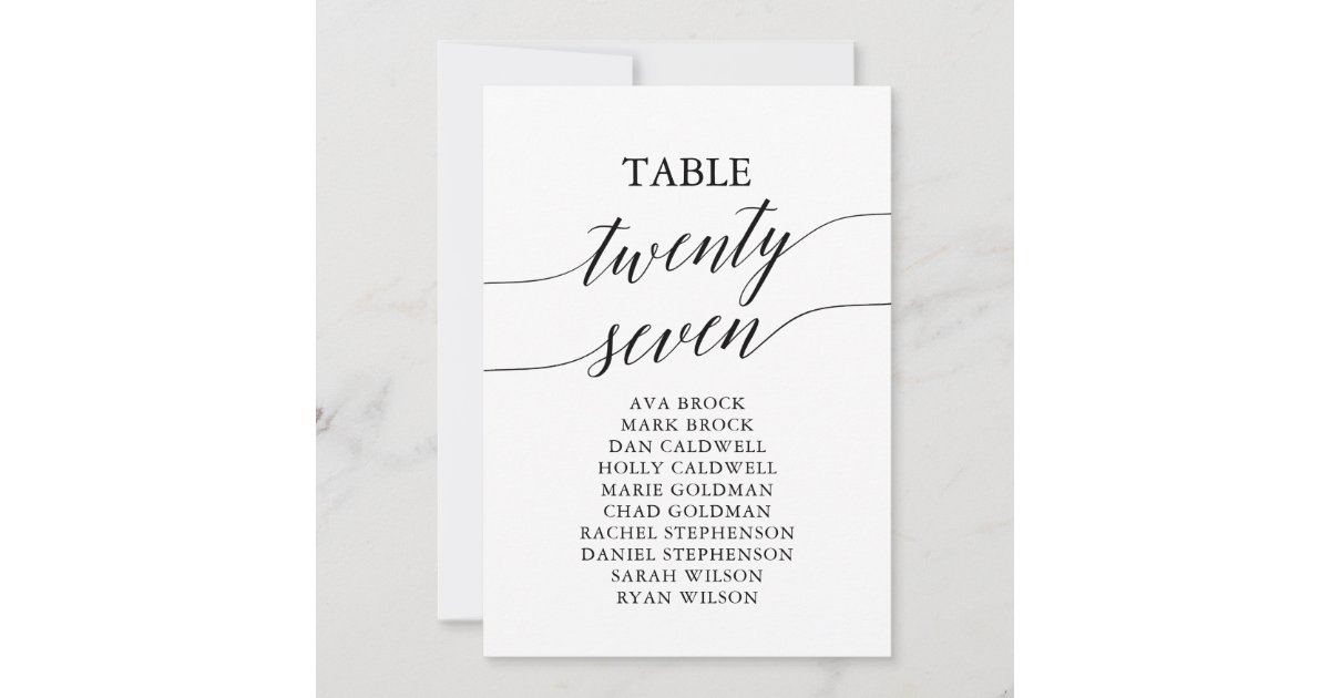 Elegant Black Table Number 27 Seating Chart | Zazzle.com