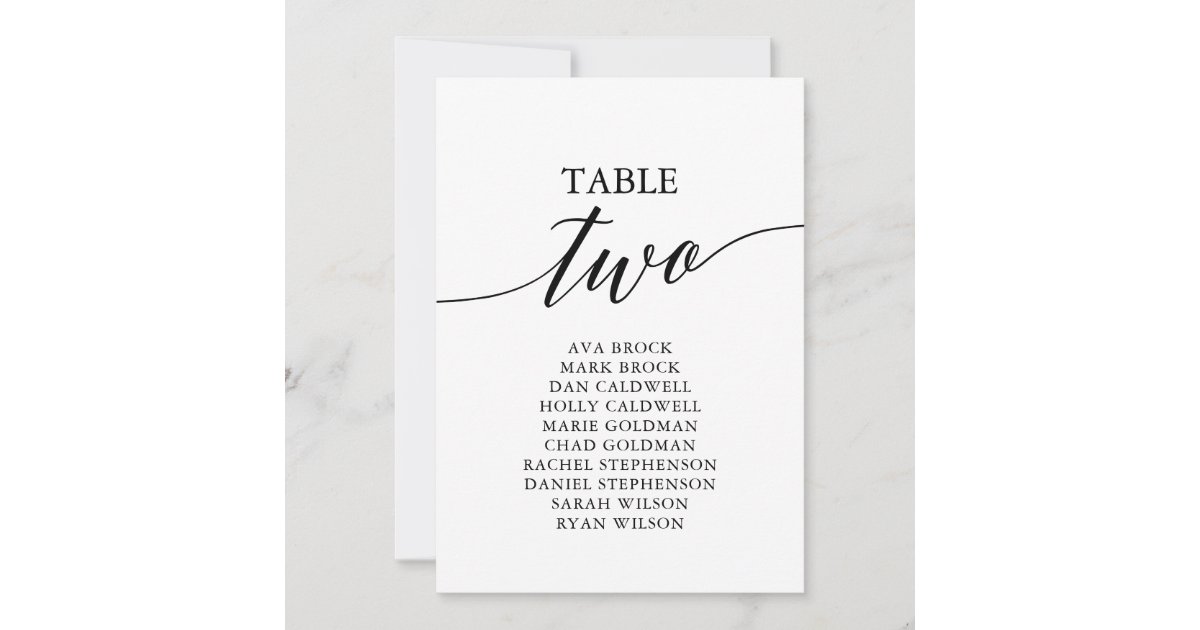 Elegant Black Table Number 2 Seating Chart | Zazzle