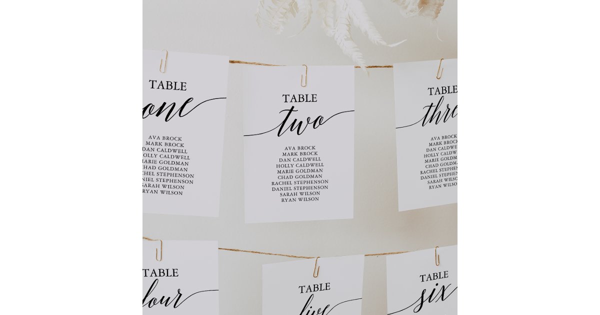 Elegant Black Table Number 2 Seating Chart | Zazzle