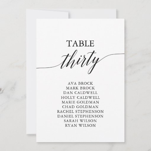 Elegant Black Table Number 30 Seating Chart | Zazzle