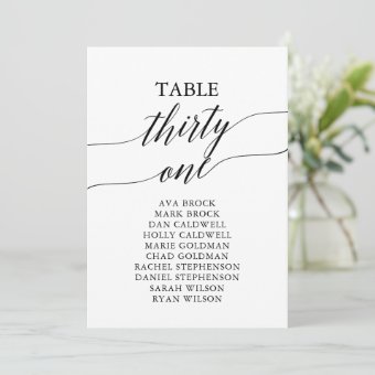 Elegant Black Table Number 31 Seating Chart | Zazzle