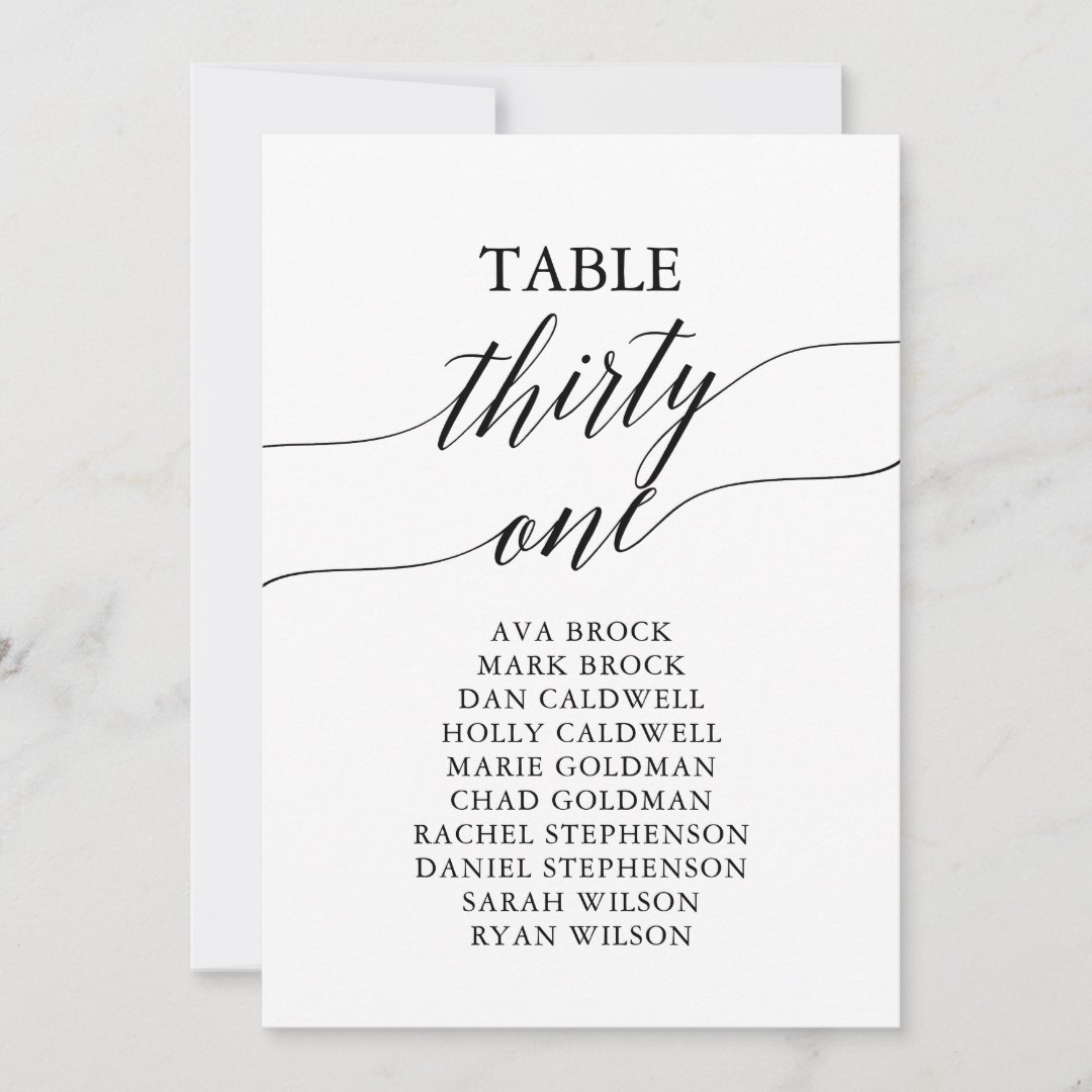 Elegant Black Table Number 31 Seating Chart | Zazzle