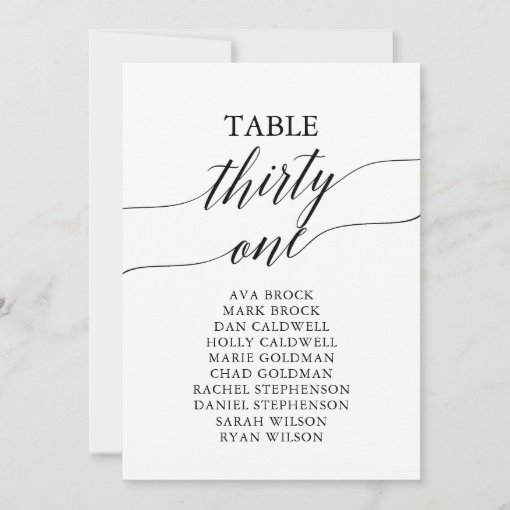 Elegant Black Table Number 31 Seating Chart | Zazzle