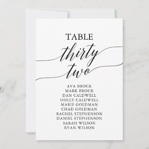Elegant Black Table Number 32 Seating Chart | Zazzle