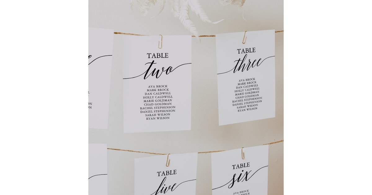Elegant Black Table Number 3 Seating Chart | Zazzle