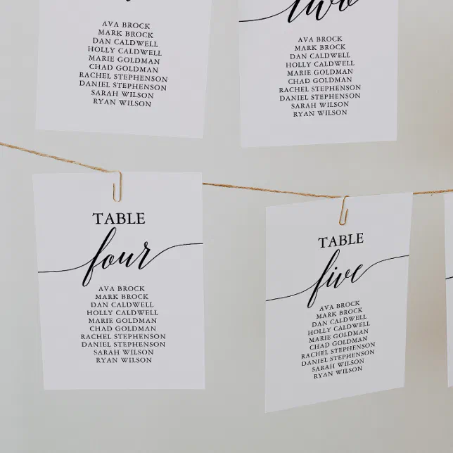 Elegant Black Table Number 4 Seating Chart | Zazzle