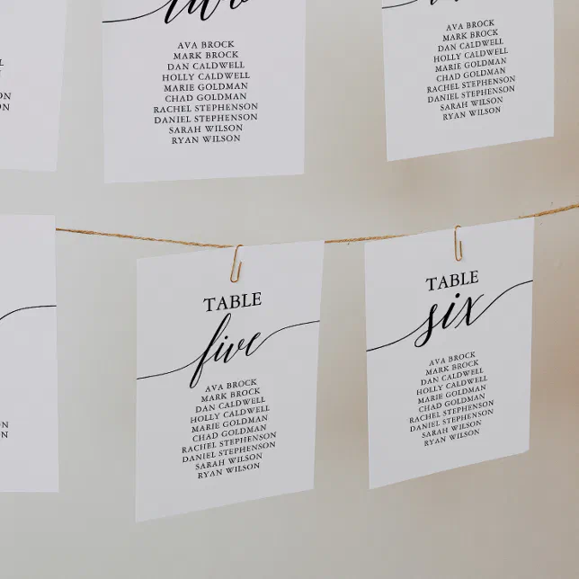 Elegant Black Table Number 6 Seating Chart | Zazzle