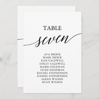 Elegant Black Table Number 7 Seating Chart | Zazzle
