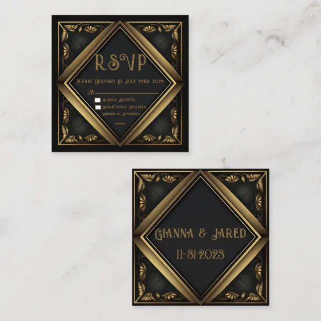 Elegant Black Velvet Wedding RSVP Card | Zazzle