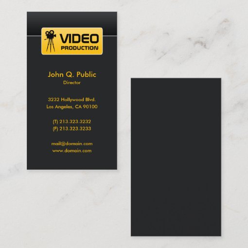 Elegant Black Video and Film Production Business Card | Zazzle