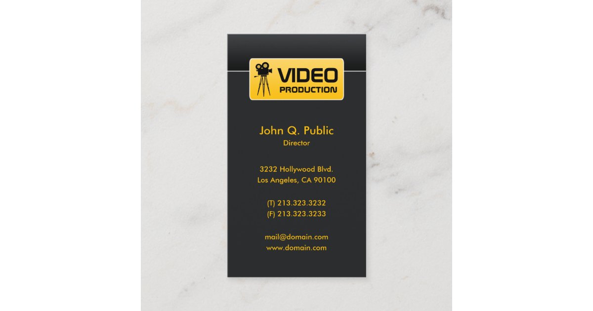 Elegant Black Video and Film Production Business Card | Zazzle