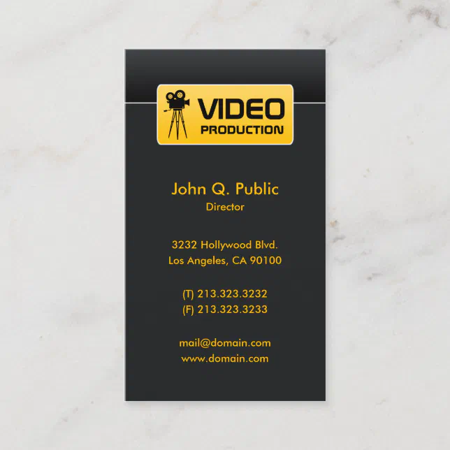 Elegant Black Video and Film Production Business Card | Zazzle