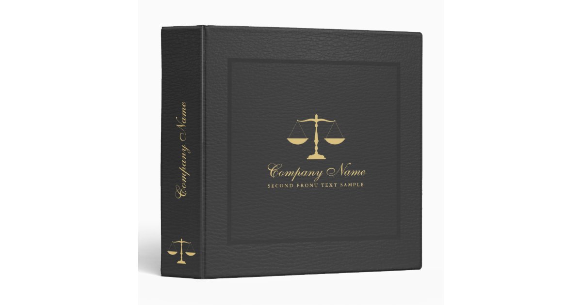 Elegant Black Vintage Faux Leather Justice Logo 3 Ring Binder | Zazzle