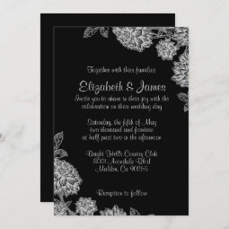 Elegant Black Wedding Invitations | Zazzle