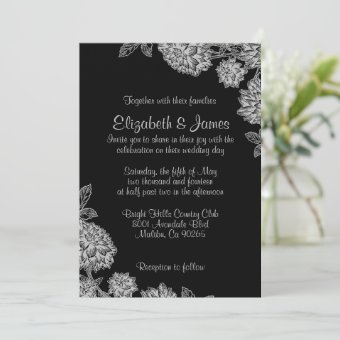 Elegant Black Wedding Invitations | Zazzle