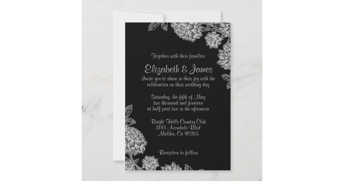 Elegant Black Wedding Invitations | Zazzle