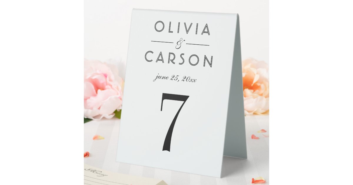 Elegant Black Wedding Monogram Table Number Table Tent Sign | Zazzle
