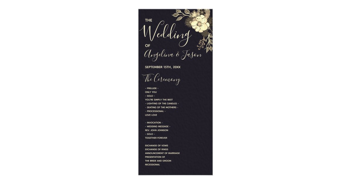 Elegant Black Wedding Rack Card | Zazzle