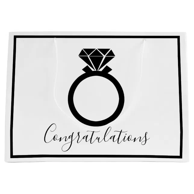 Elegant Black Wedding Ring Congratulations Large Gift Bag | Zazzle