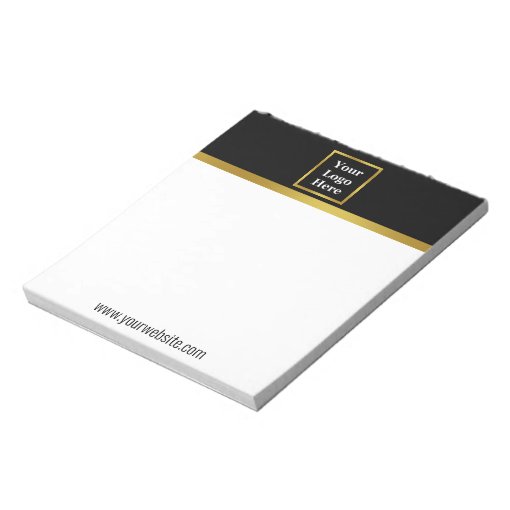 Elegant Black White and Gold Your Logo Here Notepad | Zazzle