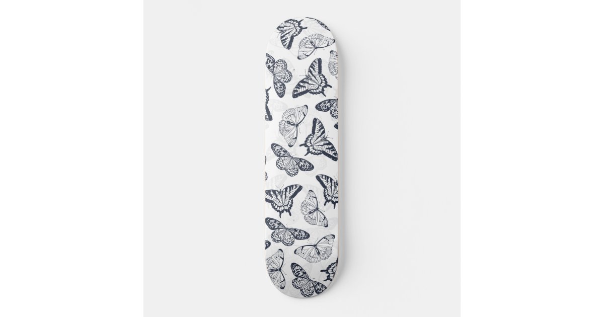 Elegant Black White Butterfly Design Skateboard | Zazzle
