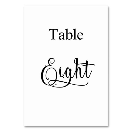 Elegant black white calligraphy table eight 8 table number | Zazzle.com
