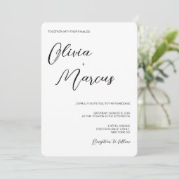 Elegant Black white Chic Script Wedding Entourage Invitation | Zazzle
