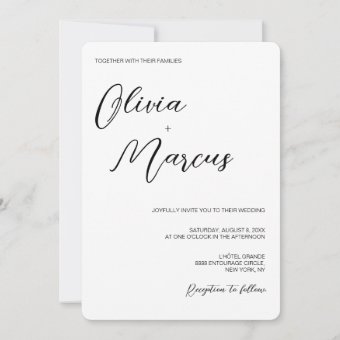 Elegant Black white Chic Script Wedding Entourage Invitation | Zazzle