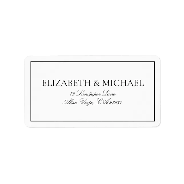 Elegant Black & White Classic Script Address Label | Zazzle
