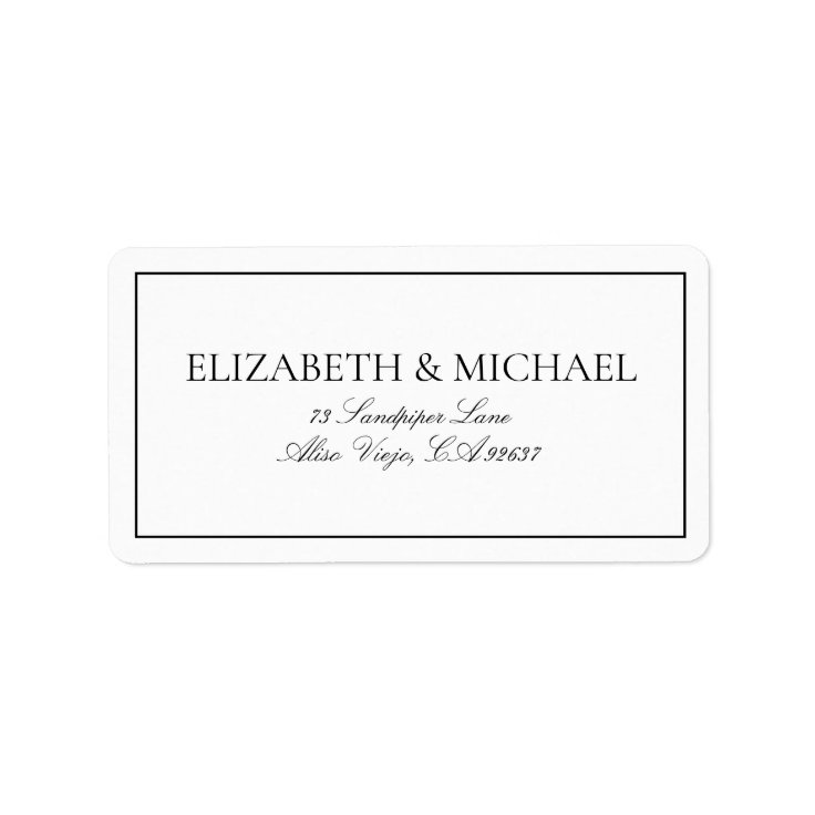 Elegant Black & White Classic Script Address Label | Zazzle