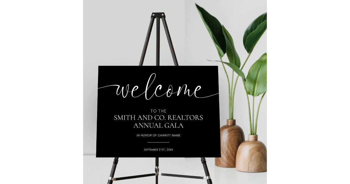 Elegant Black & White Corporate Event Welcome Sign | Zazzle Elegant Black & White Corporate Event Welcome Sign | Zazzle