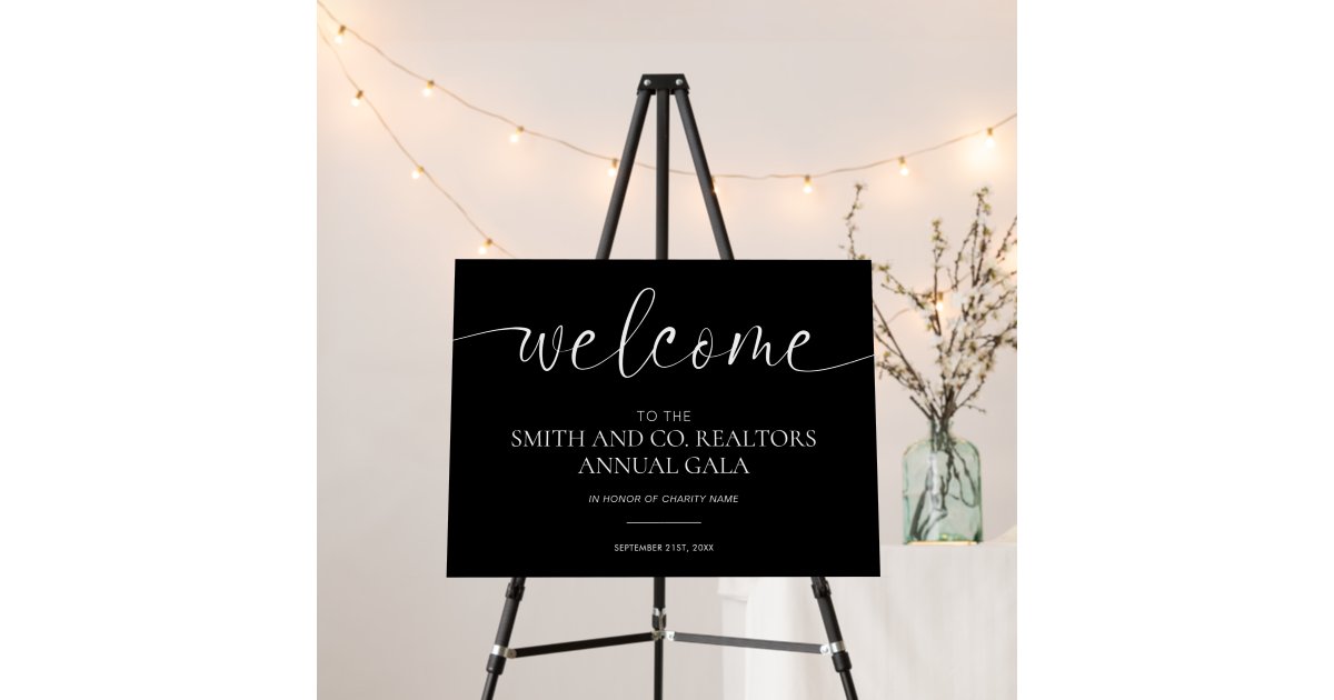 Elegant Black & White Corporate Event Welcome Sign | Zazzle Elegant Black & White Corporate Event Welcome Sign | Zazzle
