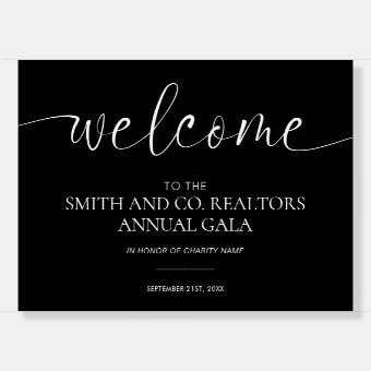 Elegant Black & White Corporate Event Welcome Sign | Zazzle