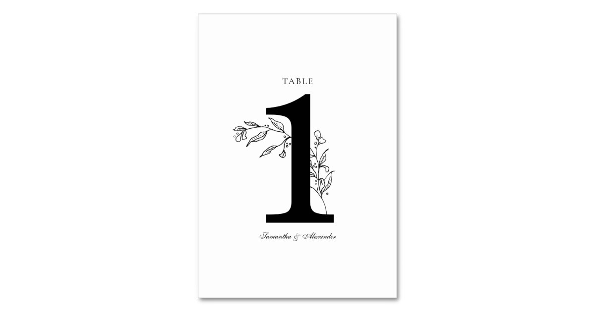Elegant Black & White Crest Table Number | Zazzle