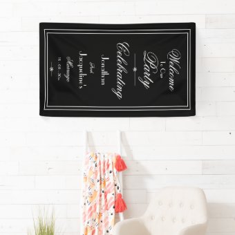 Elegant Black White Custom Wedding Welcome Banner | Zazzle
