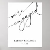 Elegant Black & White Engagement Party Welcome Poster | Zazzle