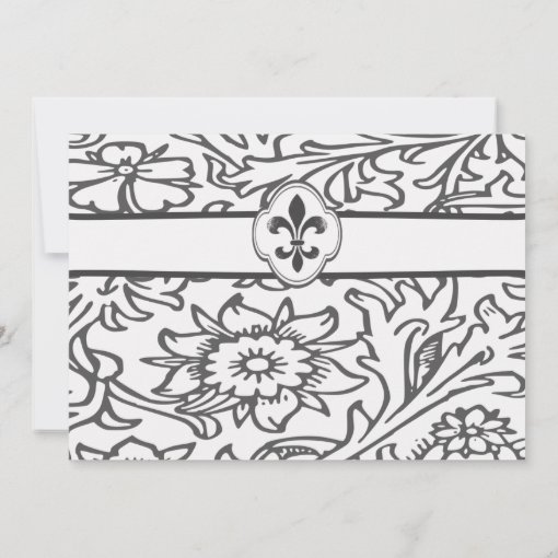 Elegant Black White Fleur de Lis Event Invitations | Zazzle