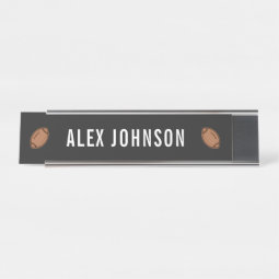 Elegant Black & White Football Team Coach Custom Desk Name Plate | Zazzle