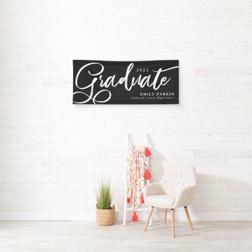 Elegant Black White Graduate Banner | Zazzle