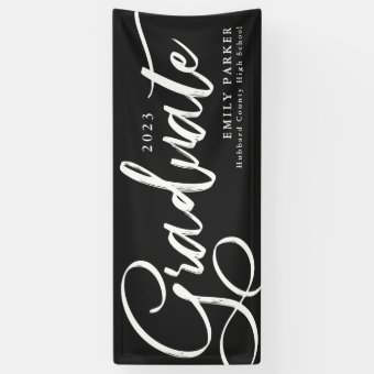 Elegant Black White Graduate Banner | Zazzle